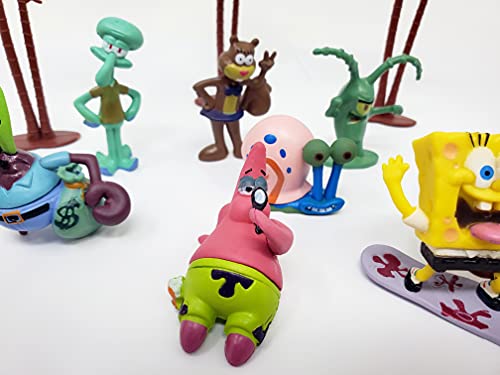 Spongebob Squarepants 14 Piece Play Set with Random Figures and Accessories - May Include Spongebob, Patrick, Squidward, Sandy Cheeks, Patrick Star, Mr. Krabs