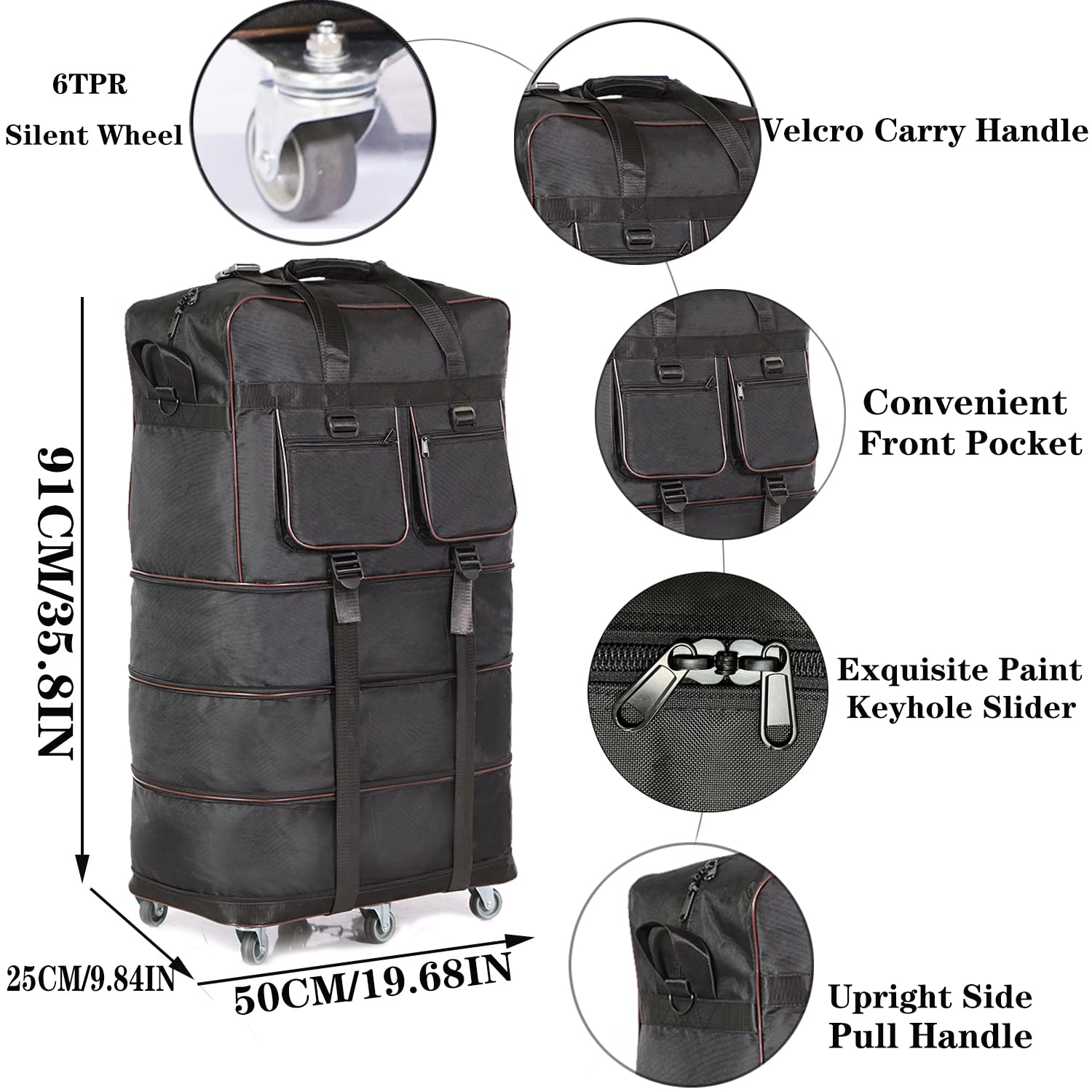 ELDA Expandable Foldable Suitcase Heavy Duty Collapsible Luggage Large Travel Duffle Bags with Wheels for Men Women