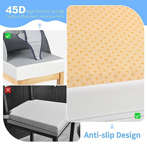 Toddler Booster Seat for Dining Table, PU Waterproof Strong Support Portable Booster Chair for Toddlers Eating, Easy Cleaning Booster Seat Cushion Detachable with Fix Straps