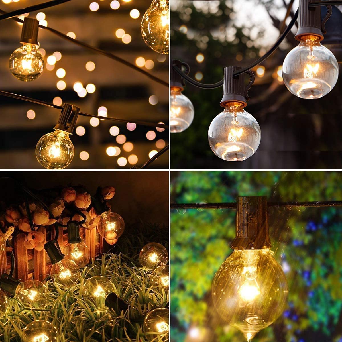 Dr.BeTree G40 Replacement Light Bulbs 25 Pack G40 Bulbs 5W Clear Globe Incandescent String Light Bulbs Fits E12/C7 Candelabra Screw Base Sockets for Indoor Outdoor Patio Party Decor Warm White