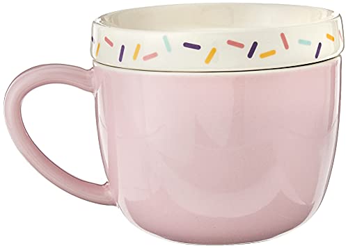 Enesco 6003670 Our Name is Mud Eat a Donut Mug and Warmer Lid Set, 16 Ounce and 4 Inch, Multicolor