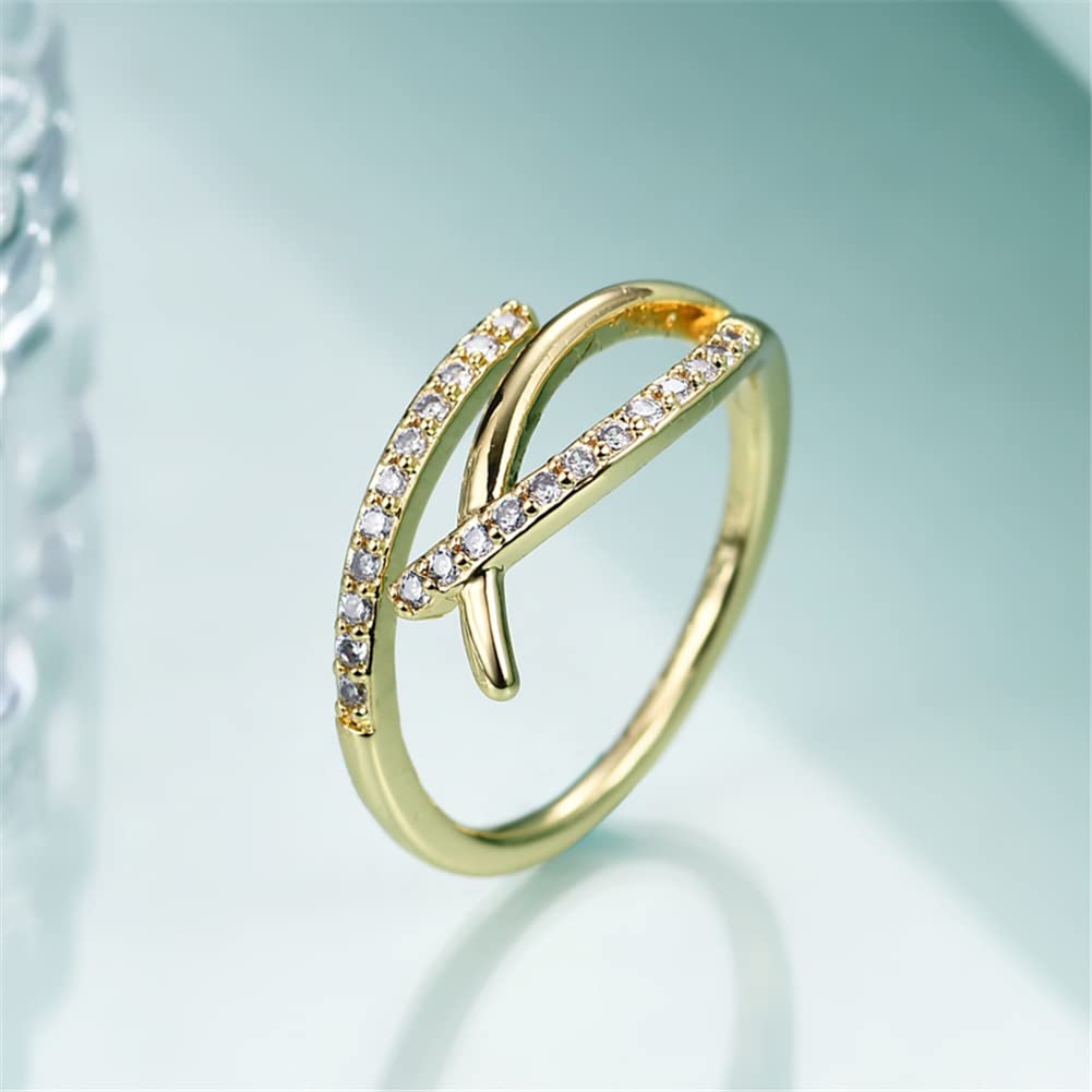 Flower Valley 18K Gold Plated Cubic Zirconia Open Twist Eternity Band for Women