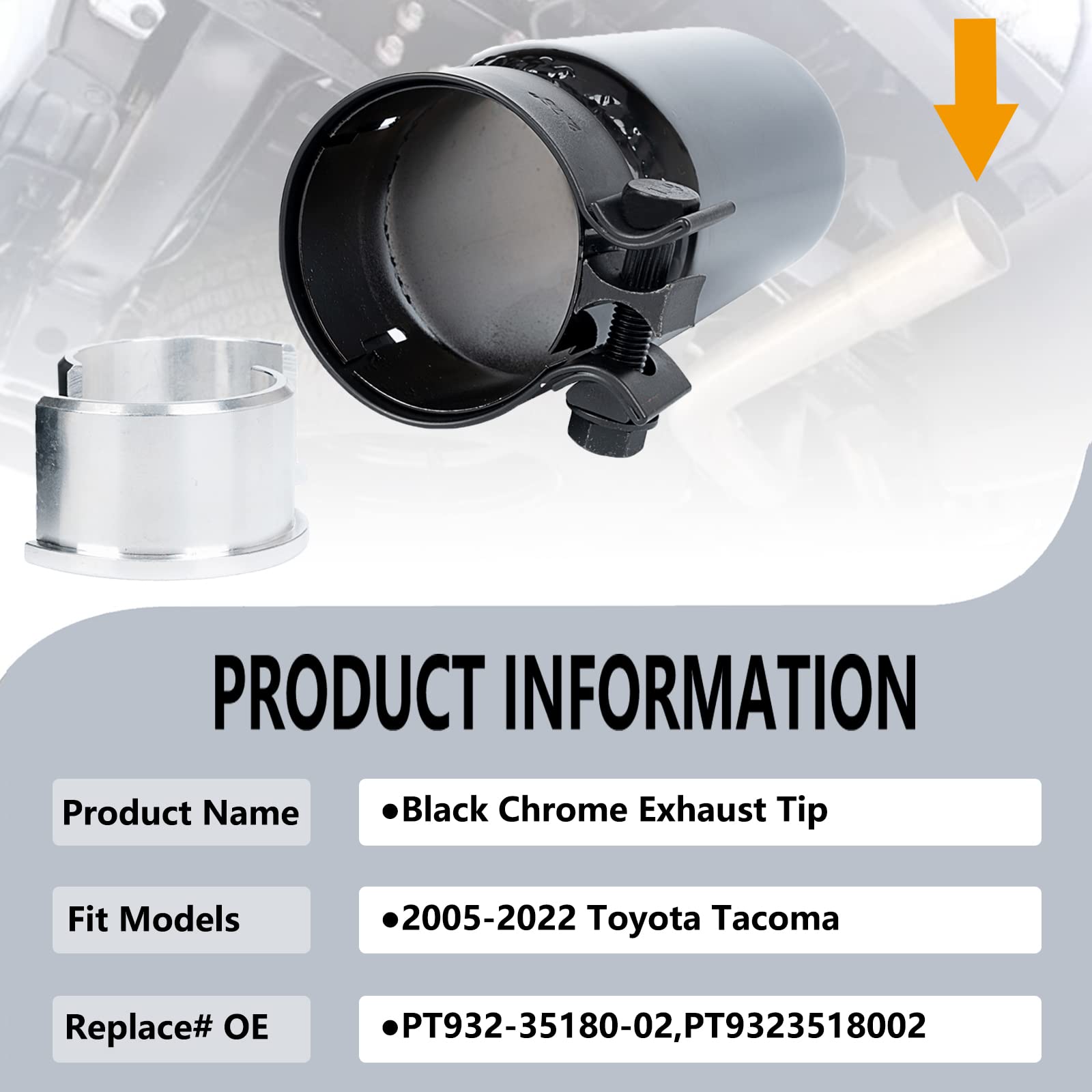 GEATaaT Black Chrome Exhaust Tip Compatible With 2005-2022 Toyota Tacoma Replace# PT932-35180-02