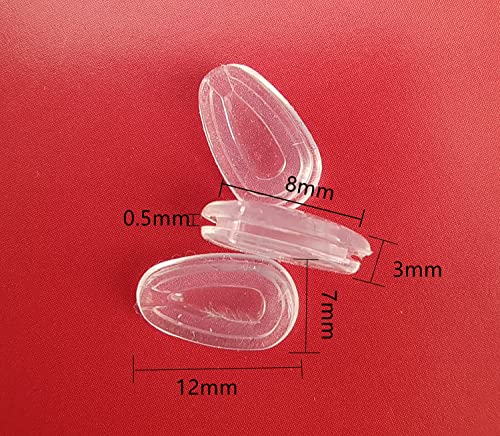 NicelyFit Clear Nose Pads for Oakley Eyeglass Frames Keel Tincan Tinfoil Tailpin Caveat Feedback Holbrook Metal Tailback etc (2 Pairs), 12mm x 7mm
