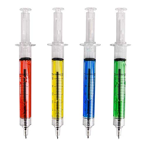Rhode Island Novelty 5" Syringe Shot Design Pens, Assorted Colors, Lot of 24