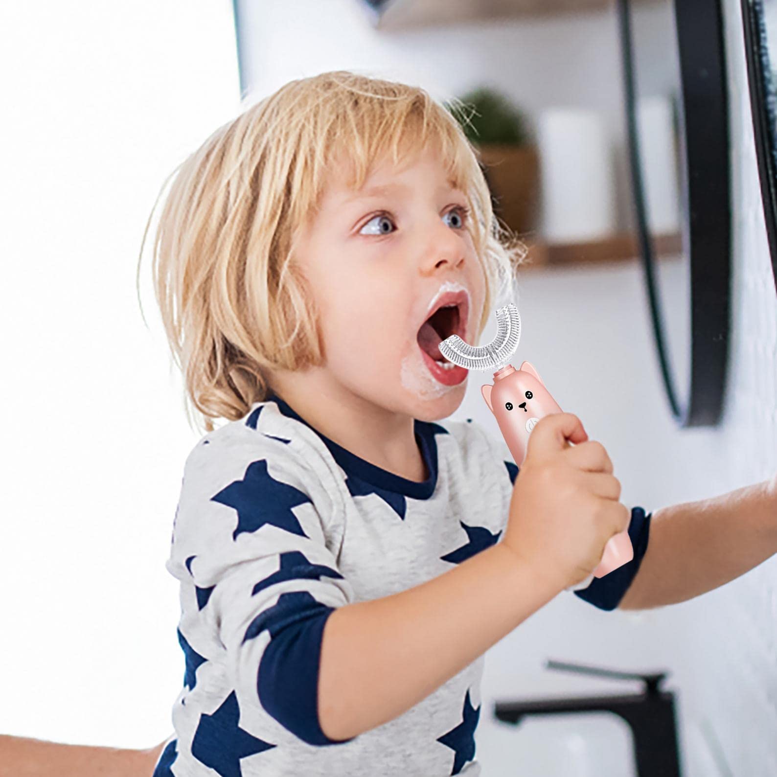 ZITIANY Waterproof Electric Toothbrush Kids, Toothbrush Electric U-Shaped Automatic Toothbrush with 2 Brush Heads