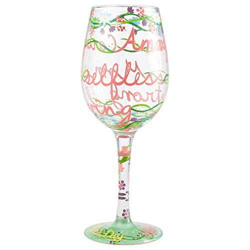 Enesco Designs by Lolita Mom Everyday Hand-Painted Artisan Wine Glass, 1 Count (Pack of 1), Multicolor