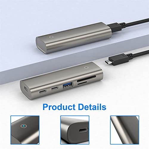 KXDFDC 1 Multi Splitter Adapter USB Type C Dock Station for TF Card.HC463 10Gbps USB 3.1 Gen2 Hub 6 in