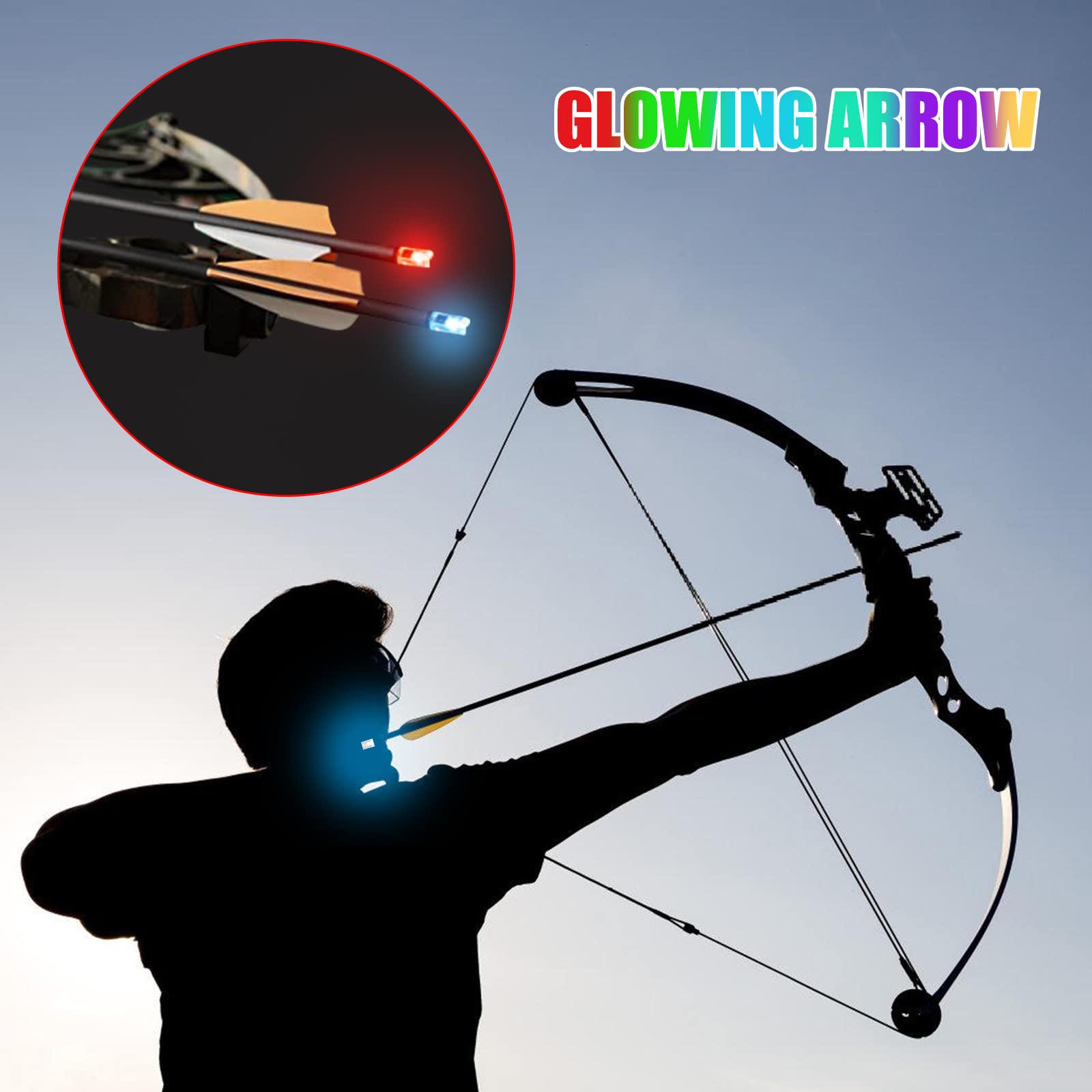 HPX Lighted Nocks for Arrows - Lighted Nocks 6 Pack Lighted Archery Nocks with 0.300"/ 7.62mm Inside Diameter for Archery Hunting (Colorful Pack of 6)