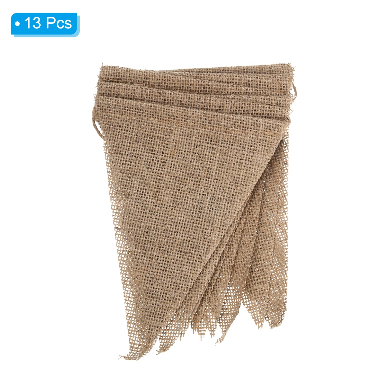 PATIKIL 9.8Ft Cotton and Linen Burlap Banner Triangle Flag, 13Pcs DIY Pennant Banner Hand Painted Decorations for Holiday, Birthday, Wedding, Graduation and Party, Cream