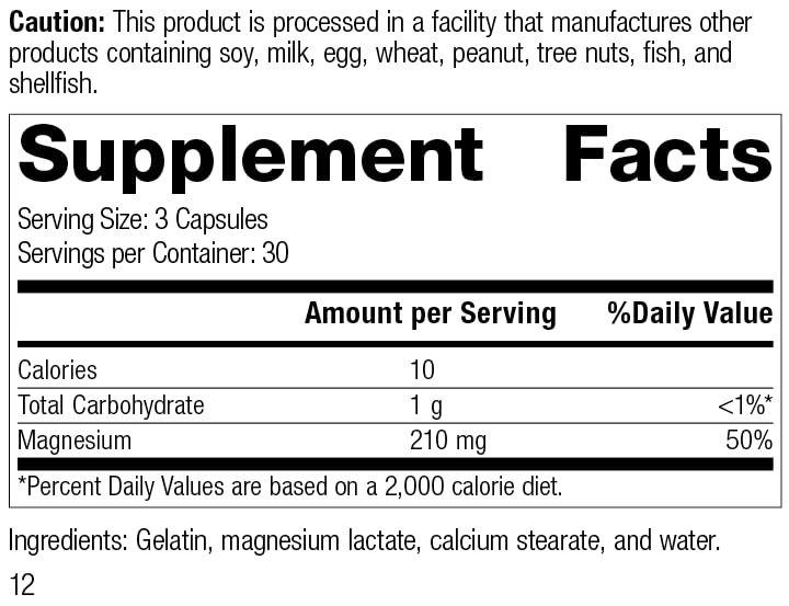 Standard Process Magnesium Lactate - Whole Food Energy, Bone, and Muscle with Magnesium Lactate - Gluten Free - 90 Capsules