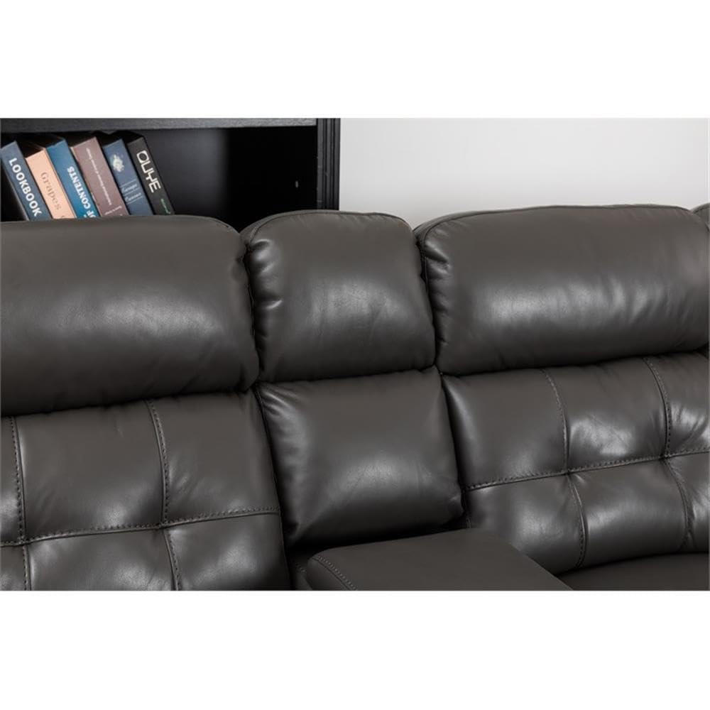 Kingway Furniture Arvelli 100" Power Reclining Faux Leather Sectional in Gray