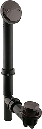 Westbrass Y593144-12-12 14" Black Tubular Bath Waste & Overflow Assembly with Tip-Toe Drain Plug and Two-Hole Faceplate, Oil Rubbed Bronze, 1 Pack