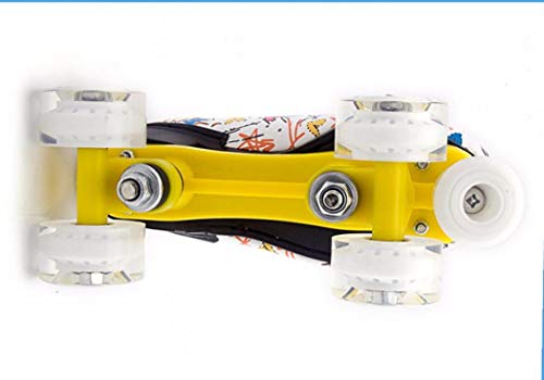 DUBUK Roller Skates Light Up Wheels, Graffiti High-Top Leather Adjustable Hardwearing Double Row Roller Skates with Illuminated Wheels for Boys and Girls (Black b,41)