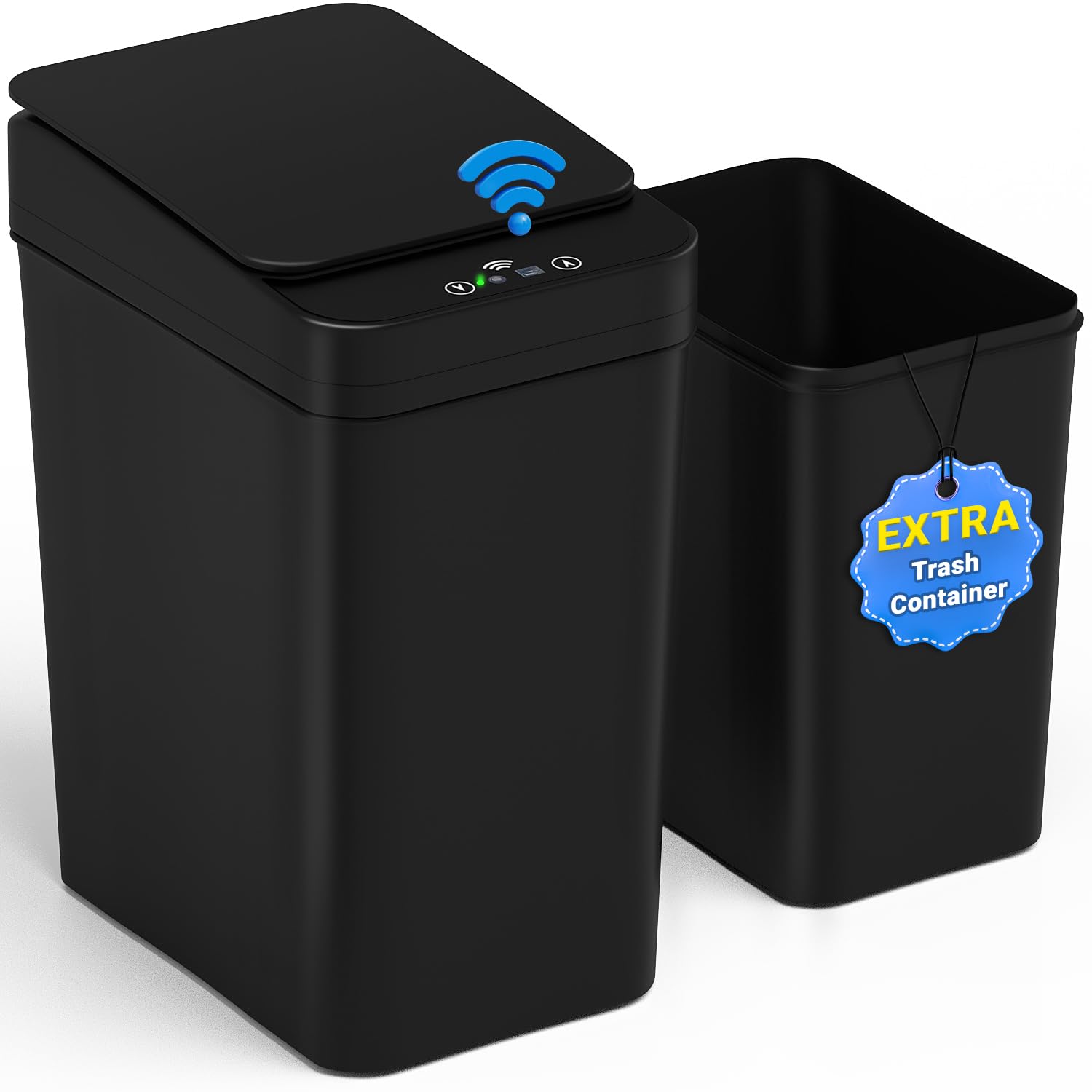 LMQML Bathroom Trash Can, 4 Gallon Automatic Motion Sensor Touchless Garbage Can; with Extra Trash Container, Waterproof Trash Bin with Lid, Smart Electric Trash Can for Kitchen, Office, Bedroom-White