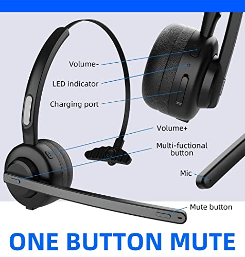 Truck Driver Bluetooth Headset TH10, Noise Canceling Bluetooth Headphone Headset, Headphones with Charging,Truck Driver Wireless,Headset Driver,Truck Driver Bluetooth Wireless, Black