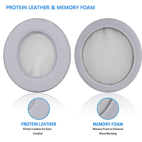 JECOBB Replacement Ear Cushion Cover with Protein Leather & Memory Foam for Razer Kraken X, Kraken X Ultralight, Kraken X Lite Headphone ONLY β Oval ( Grey )