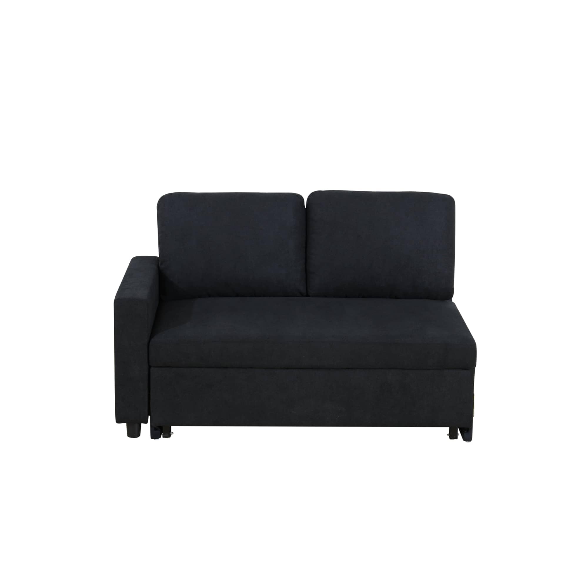 MODCART Moden 83'' L-Shape Flannelette Sectional Sofa with Storage Chaise, Upholstered Backrest, Modern 3 Seat Sleeper Couch w/Pull-Out Bed, for Living Room, Apartment, Offce