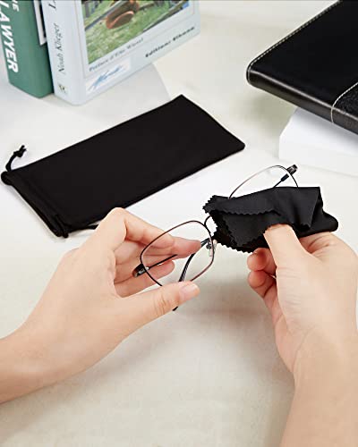 Flutesan 40 Pack Microfiber Case Pouch Bag Glasses Sunglasses Case with 2 Pieces Cleaning Cloth (Black)