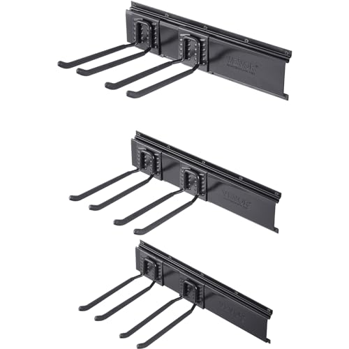 VEVOR Garage Tool Organizer, 600 lbs Max Load Capacity, Wall Mount Yard Garden Storage Rack Organization Heavy Duty with 6 Adjustable Hooks and 3 Rails, for Garden Tools, Shovels, Trimmers, and Hoses