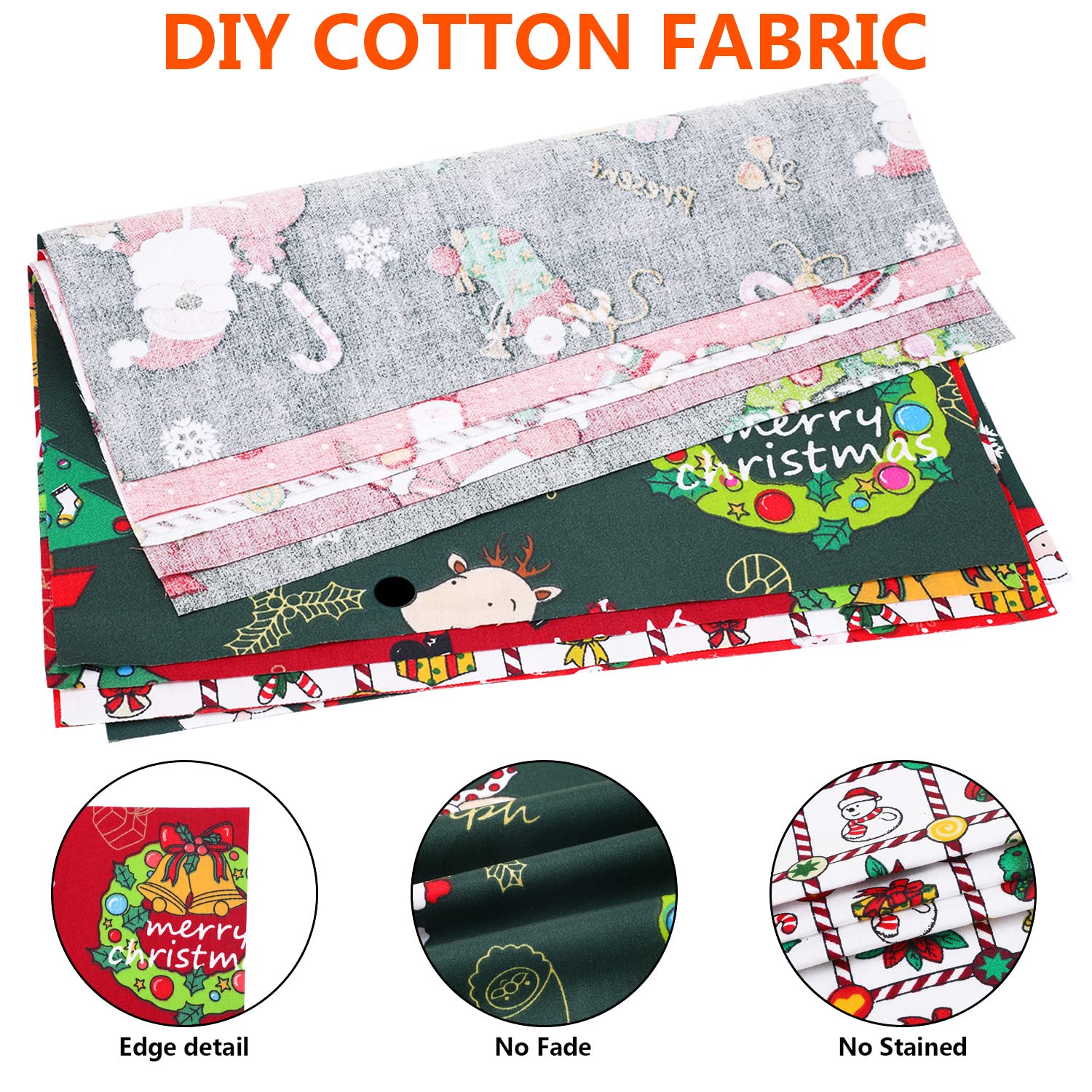 Tatuo 30 Pieces Christmas Cotton Fabric Square 10 x 10 Inch Printed Precut Floral Fabric Bundle Patchwork Fabric Scrap Christmas Material for Christmas DIY Craft Sewing Quilting