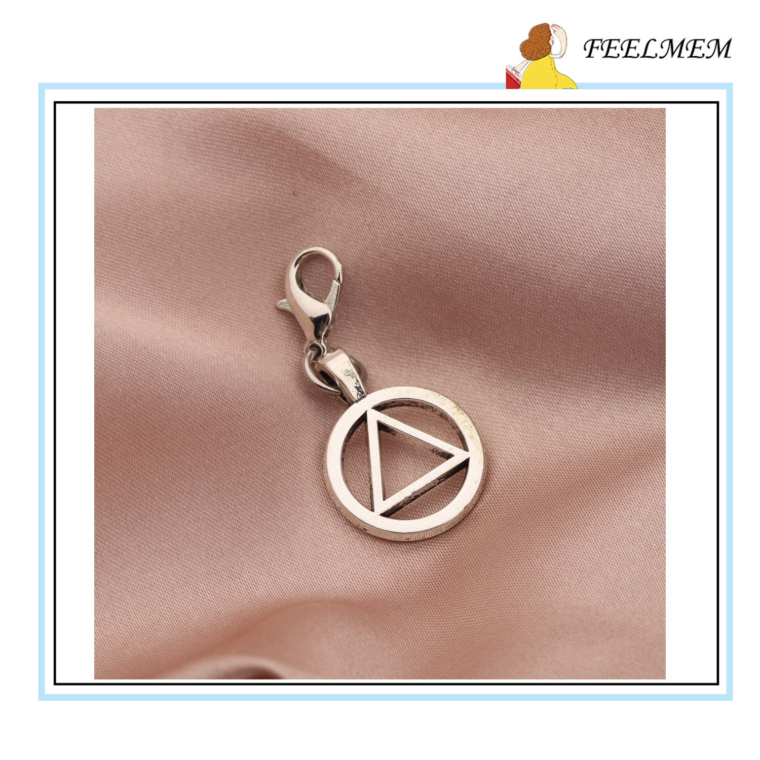 FEELMEM AA Recovery Jewelry AA Sobriety Charm Zipper Pull Alcoholics Anonymous Gifts Sober Sobriety Charm Sobriety Gifts