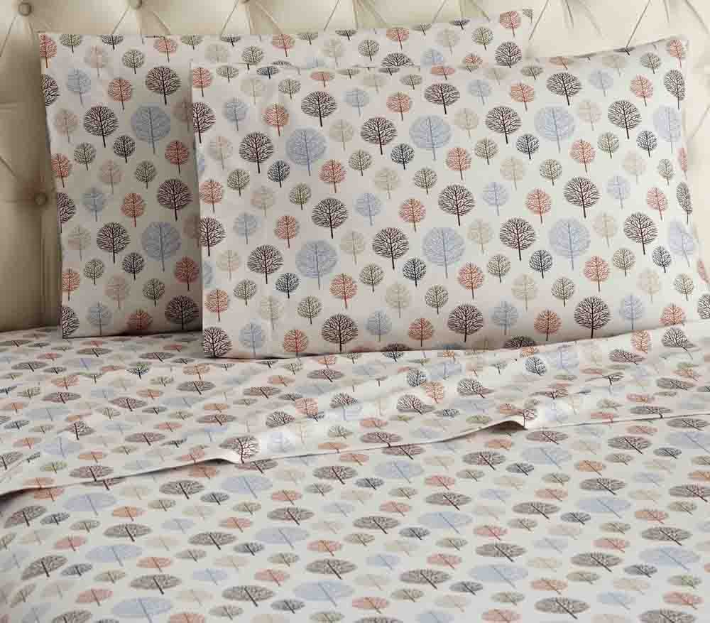 Shavel Home Products Micro Flannel Printed Sheet Set, King, Trees