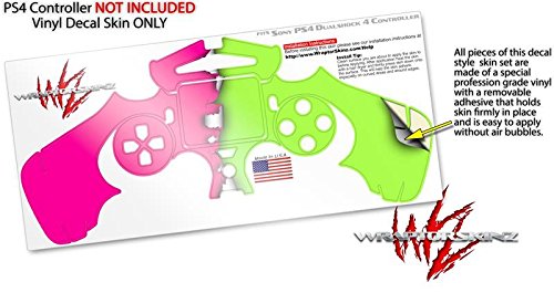 WraptorSkinz Skin Compatible with Sony PS4 Dualshock Controller PlayStation 4 Original Slim and Pro Ripped Colors Hot Pink Neon Green (Controller NOT Included)