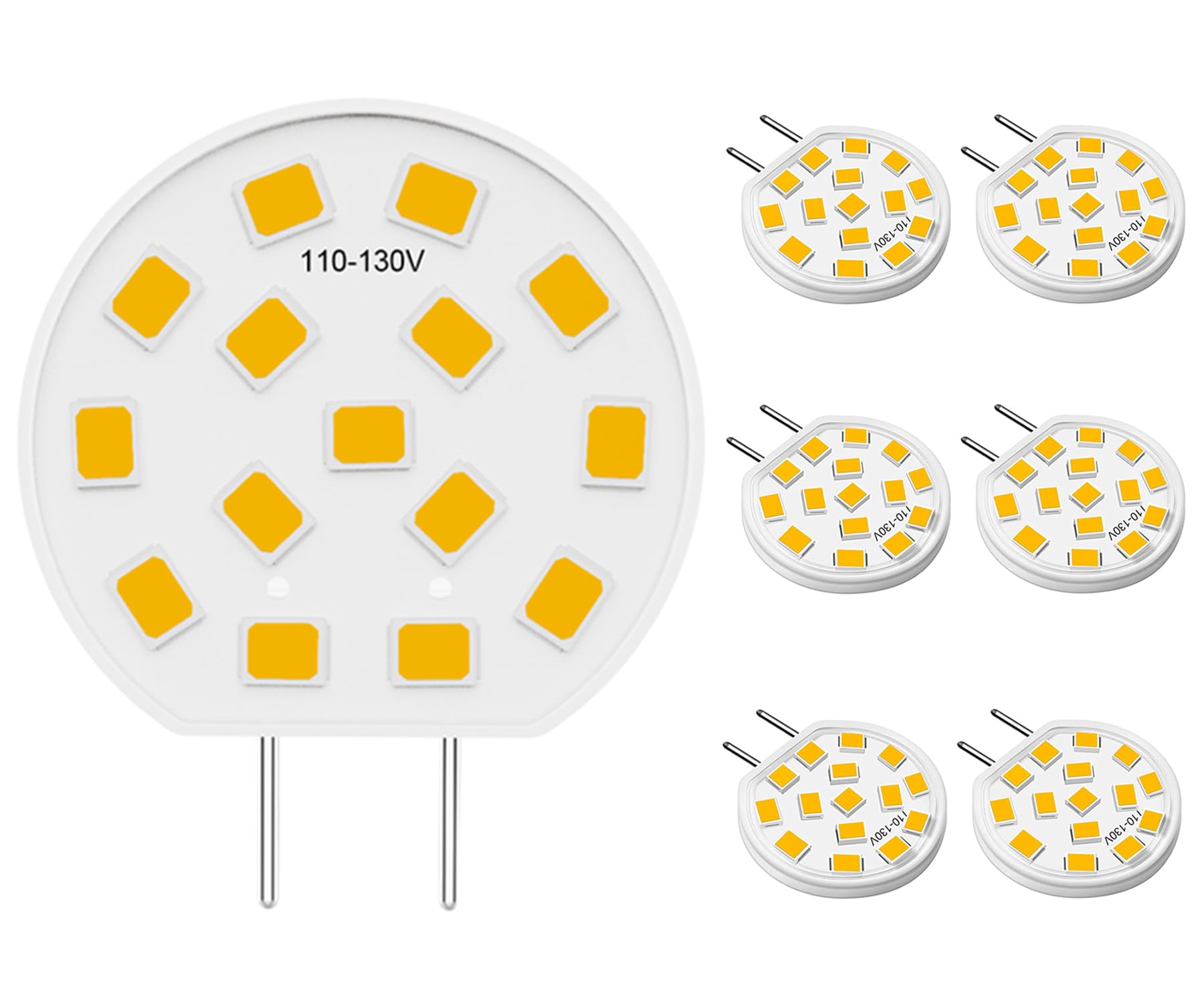 Lacnooe G8 LED Bulb Dimmable 3W Mini Thin Puck Light Equivalent to 20W-25W T4 G8 Bi-Pin Base Halogen Bulb, 120V Warm White 3000K G8 Bulb for Under Counter Kitchen Lighting, Under Cabinet Light,6 Pack