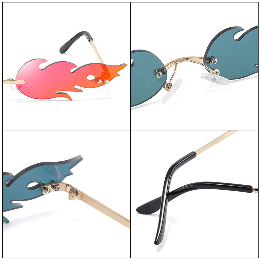 ENTHYI Polygon Flame Sunglasses for Women Frameless Party Colorful Punk Eyewear Cosplay Glasses Men