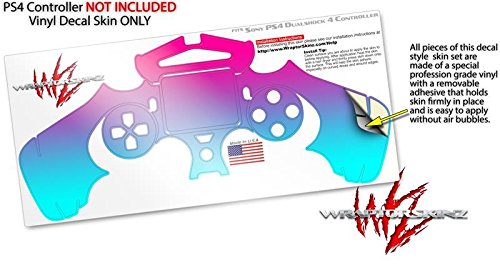WraptorSkinz Skin Compatible with Sony PS4 Dualshock Controller PlayStation 4 Original Slim and Pro Smooth Fades Neon Teal Hot Pink (Controller NOT Included)