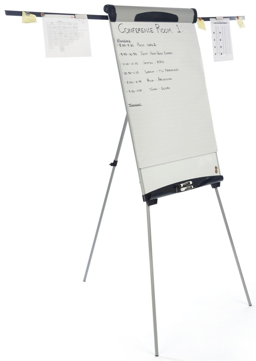 Displays2go Dry Erase Tripod Easel, 26" x 37" Magnetic White Board, Height Adjustable (AWBE24ST)
