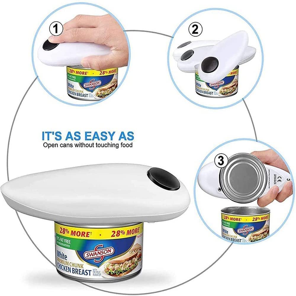 Electric Can Opener 2.0 Portable Safety Can One Press to Open with a Manual Can Opener, 2.7*1.6*6.9in