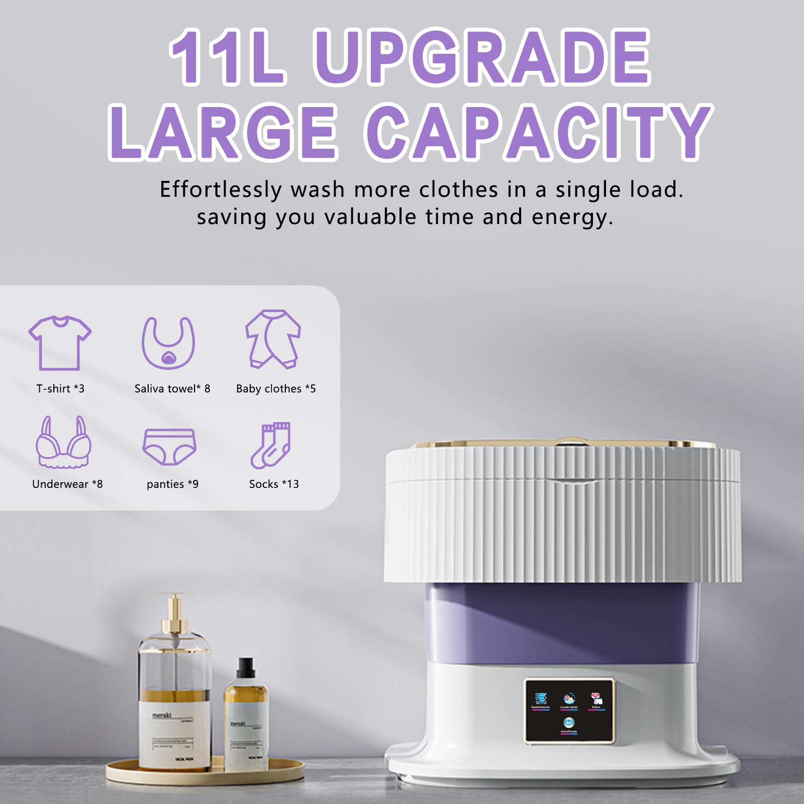 Mini Washing Machine and Dryer,11.5L Small Washing Machine Portable Upgraded Large Capacity,Portable Washer Machine and Dryer for Apartments,Dormitories,Hotel