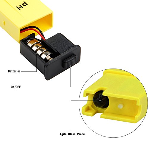 Jellas Pocket Size pH Meter Digital Water Quality Tester for Household Drinking Water, Swimming Pools, Aquariums, Hydroponics, pH Measurement for 0-14.0 pH, Β± 0.1 Accuracy, 0.1 Resolution.(Yellow)