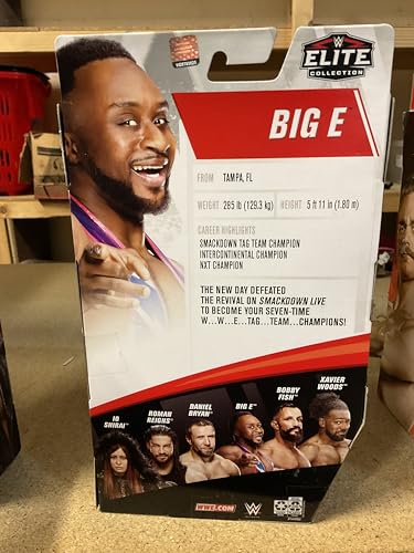 WWE Big E Elite Series #79 Deluxe Action Figure with Realistic Facial Detailing, Iconic Ring Gear & Accessories