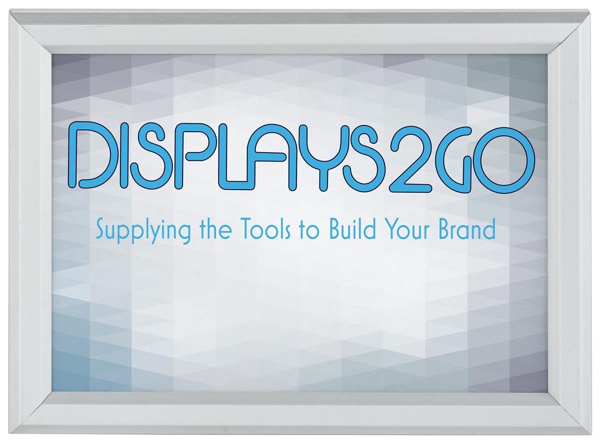Displays2go Office Sign Holder, 5 x 7 Inch Frame, Quick Snap Border, Lens Included, Silver Aluminum (WSNF57SV)