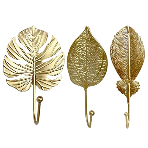 KLKCMS 3 Pieces Cast Leaf Hook Decorative Vintage Style Heavy Duty Hooks