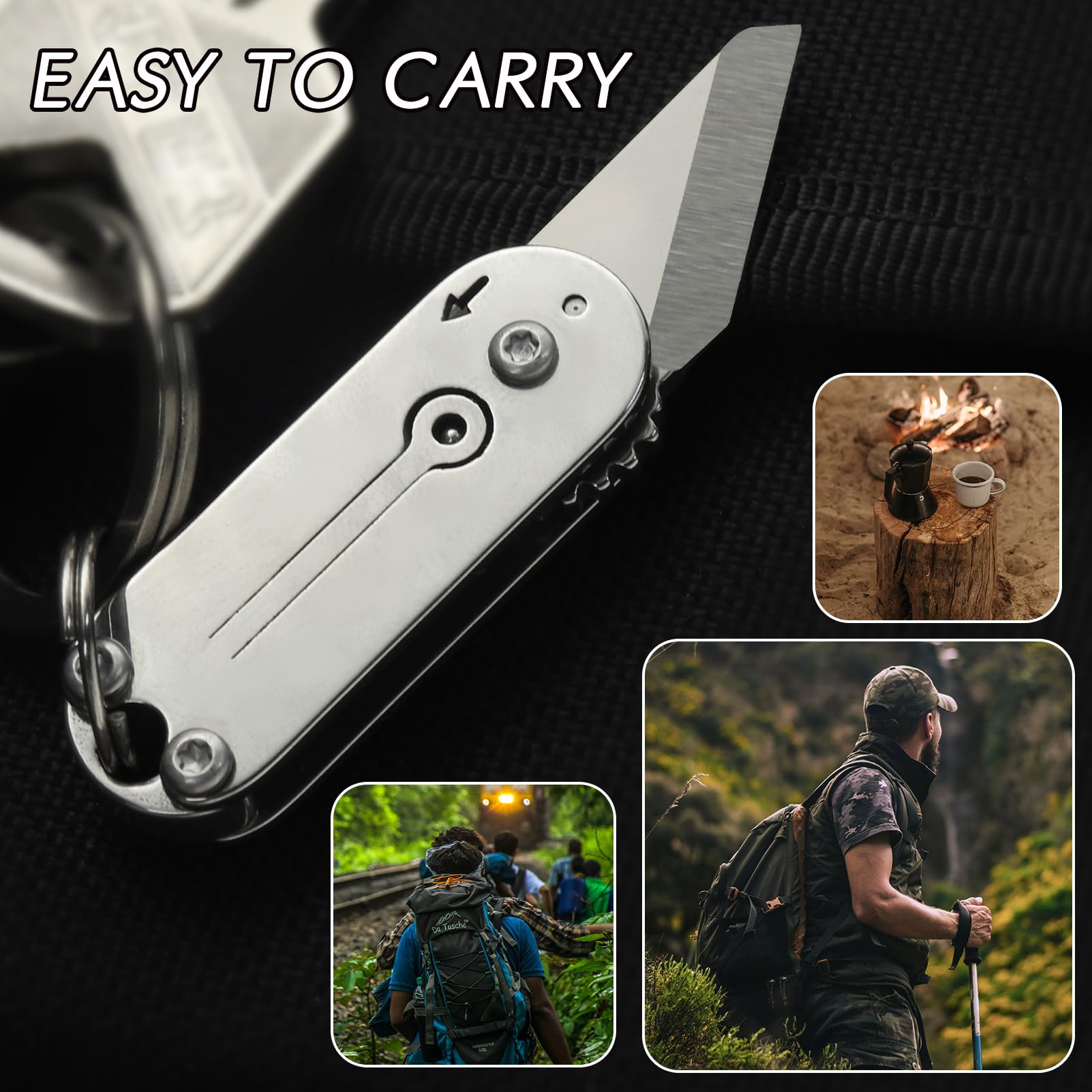PJYTAC Mini Pocket Knife, Portable Small Stainless Steel EDC Tool Box Opener Knife for Daily Use and Outdoors(2 Packs)