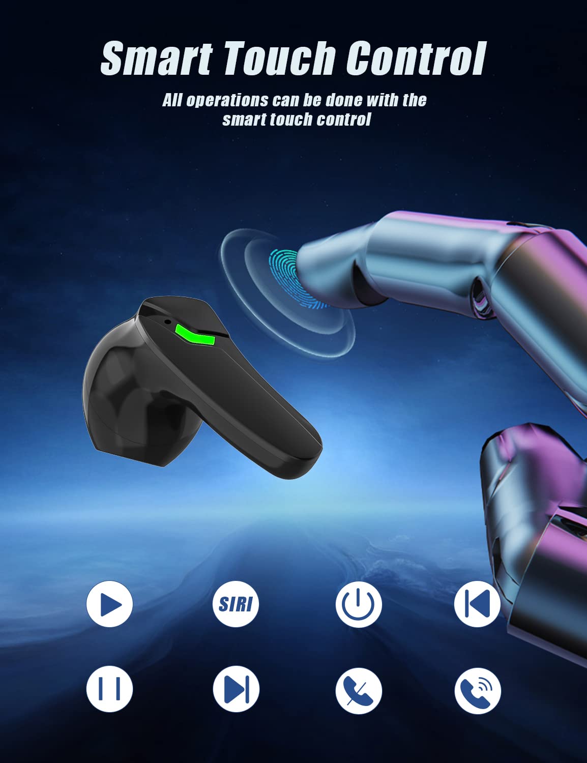 ZBC Earbuds Wireless Bluetooth in-Ear Headphones with 4 Microphones ENC Noise Cancelling Clear Calls Wireless Ear Buds 30H Playback IPX5 Waterproof Sports Stereo Earphones for iPhone Android (Blue)