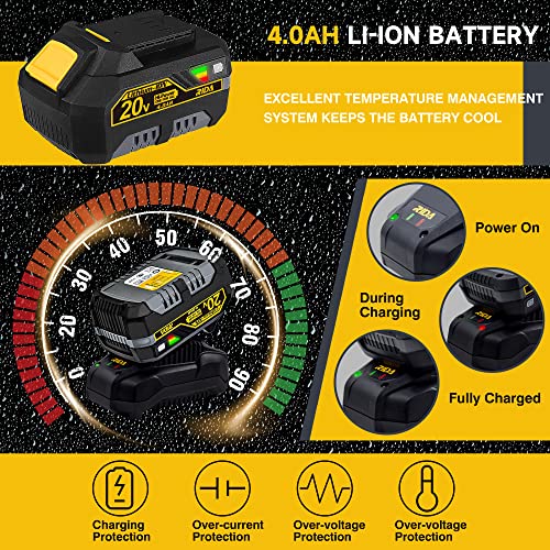 RIDA Cordless Angle Grinder Kit 20V 4 1/2 Inch 10000RPM 6 Speed Options 4.0Ah Battery & Fast Charger, Adjustable Handle Grinder for Cutting and Grinding Stone and Metal with 22Pcs Accessories