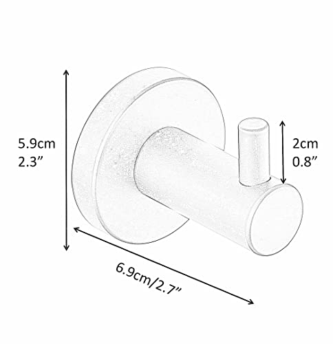 SHUNLI 2 Pack Bathroom Hooks Wall Hook, Brushed Gold Towel Hooks Bath Coat Robe Hanger Holder, SUS304 Stainless Steel Heavy Duty Wall Mounted Hook