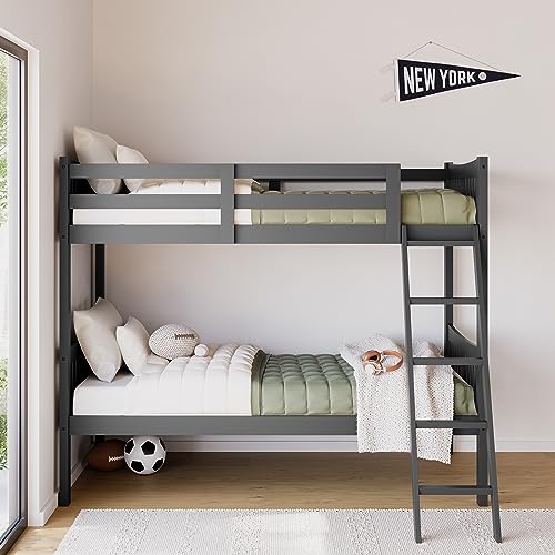 Storkcraft Caribou Twin-over-Twin Bunk Bed (Gray) β GREENGUARD Gold Certified, Converts to 2 individual twin beds