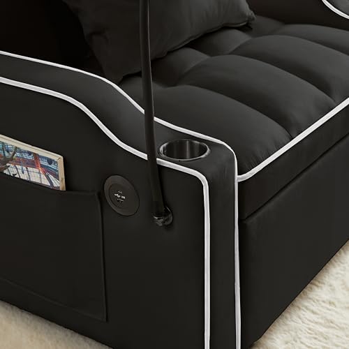 Miscoos 35" Twin Size Convertible Sleeper Chair Bed-3 in 1 Pull Out Sofa Bed, Small Couch Chair, Lazy Single Armchair for Temperory Sleeping Gaming Napping, Chaise Lounge Sofa for Living Room Bedroom