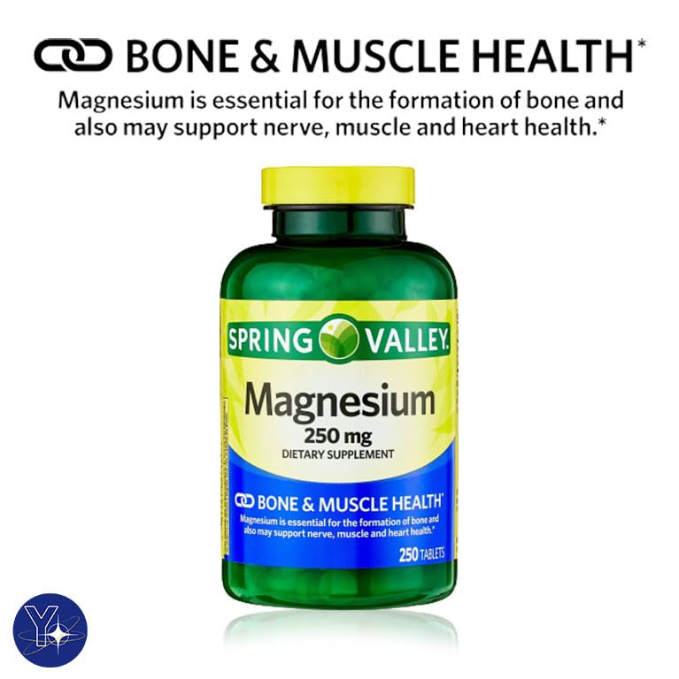Magnesium Bone & Muscle Health Dietary Supplement Tablets Spring Valley, 250 mg, 250 Count
