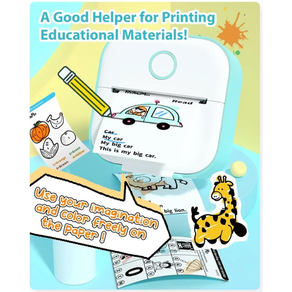 moinfle Printpod Thermal - Portable Print Pod Sticker Printer Machine, Thermal Bluetooth Mini Inkless Printer with 1 Rolls Paper Mini Printer Sticker Maker for iPhone, Journal, Notes, Kids(Yellow)