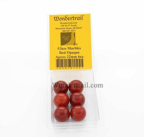 Wondertrail Red Opaque 22mm Glass Marbles Pack of 6 WONGM200