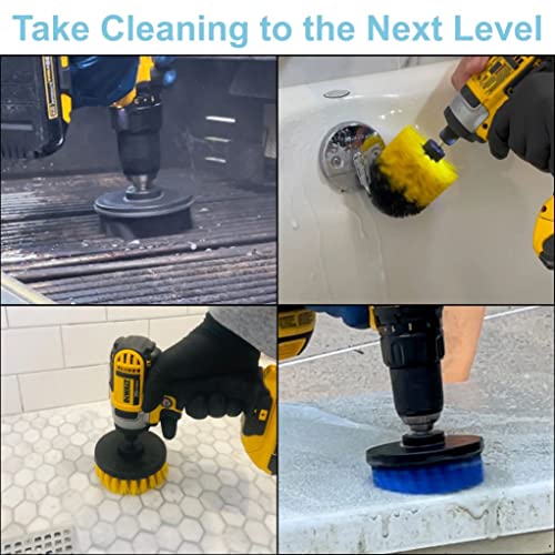 ProSMF Ultimate Drill Brush Set - Drill Brush Attachment Set - Drill Cleaning Brush Attachment Set - Scrub Brush for Drill - Drill Scrubber Brush Kit - Cleaning Brushes for Drill