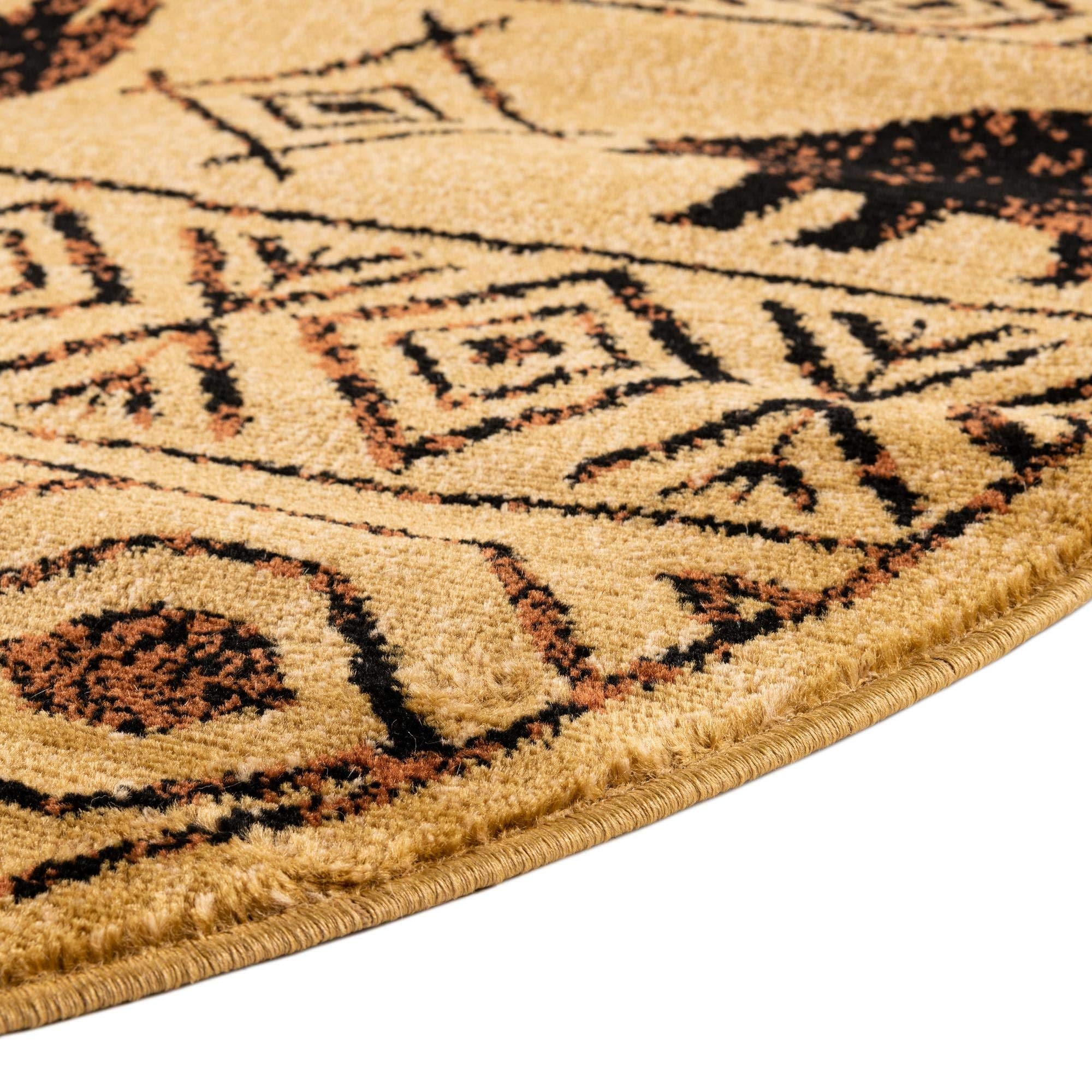 Rugs.com Pioneer Collection Rug β 4 Ft Round Cedar Medium-Pile Rug Perfect for Kitchens, Dining Rooms