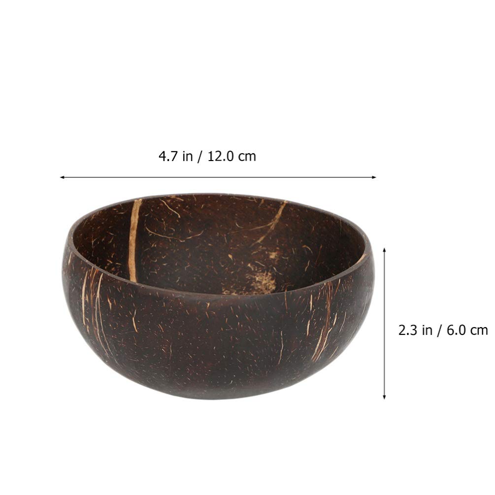 Hemoton coconut bowl with spoons,smoothie bowls Fruit Salad Bowl Buddha Bowl Kitchen Utensils (Natural)